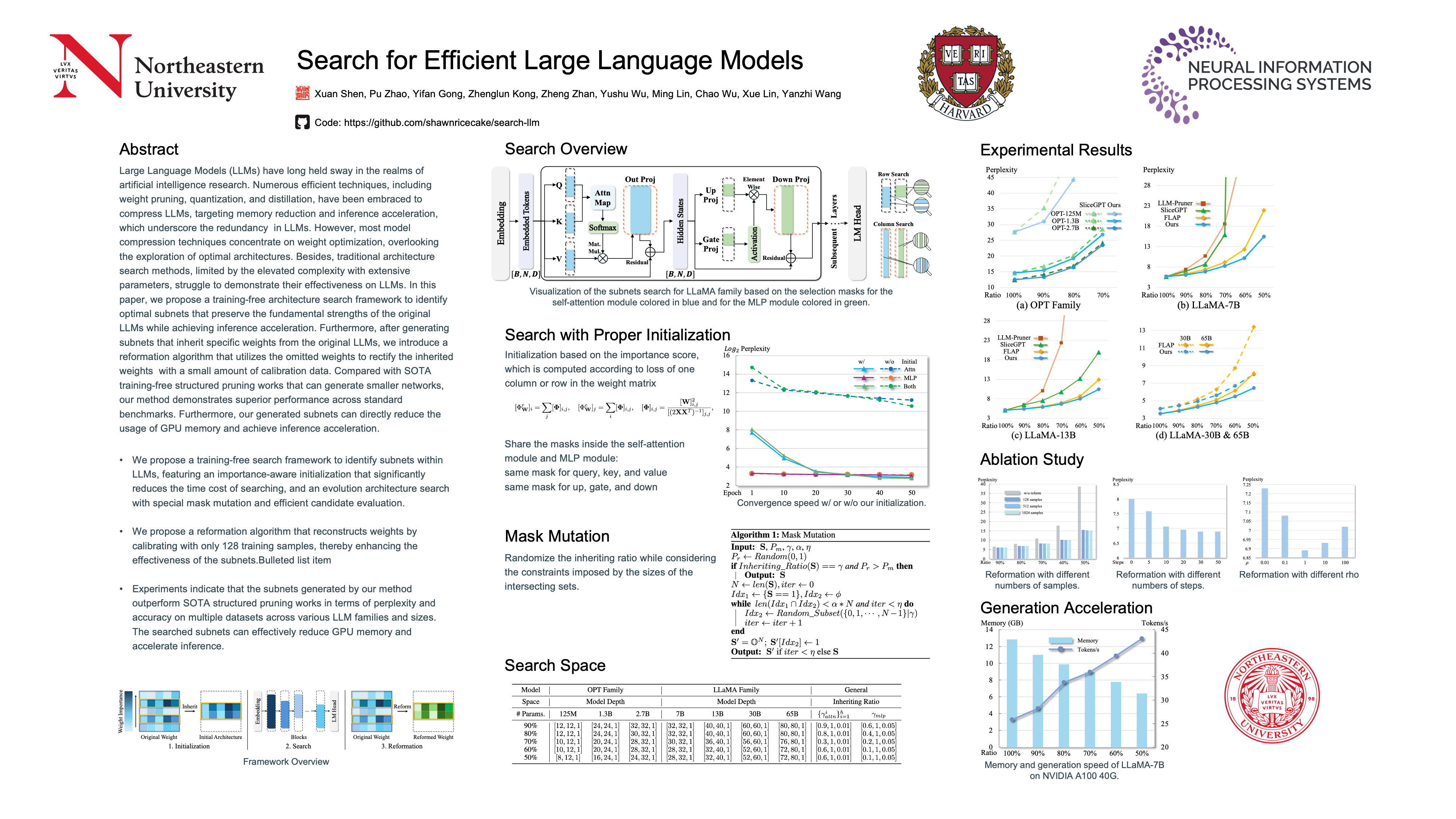 NeurIPS Poster Search for Efficient Large Language Models